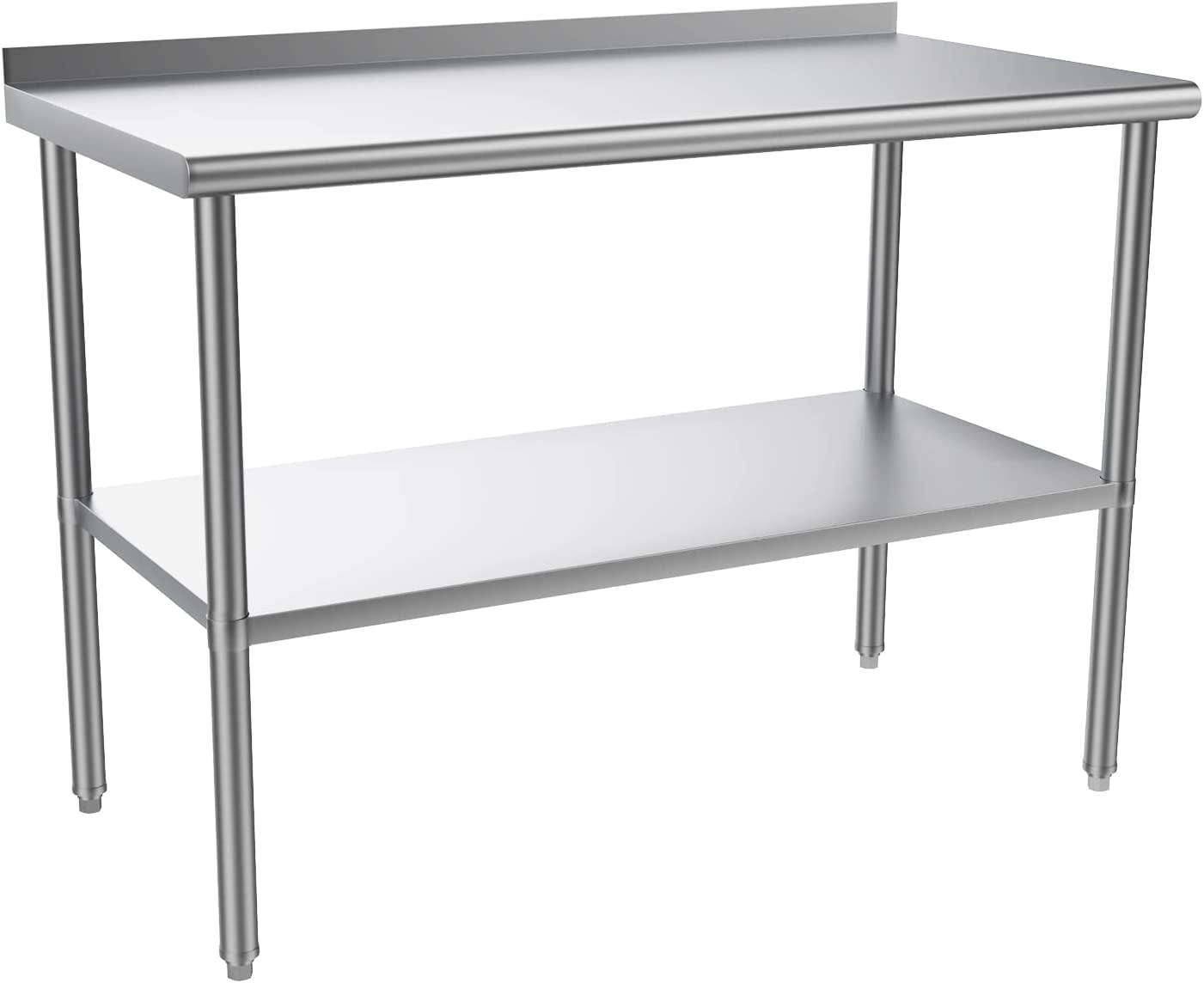 ROVSUN 48'' x 24'' Stainless Steel Table for Prep with Backsplash ...