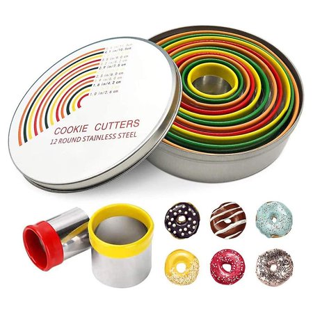 1 Pcs Round Cookie Biscuit Cutter Set,12 Pcs Stainless Steel Cookie ...