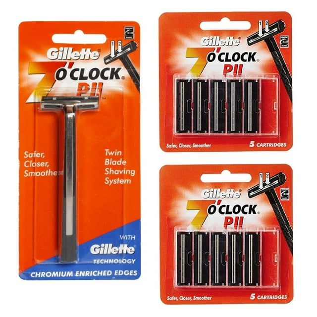 Gillette 7 O`Clock PII Trac II Razor + 10 ct Cartridges Without ...