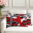 Abstract Art Pillow Covers Set of 4, Red White Black Gray Line Modern ...