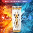 20oz Giraffe Head With Rhinestone Flowers Stainless Steel Tumbler ...