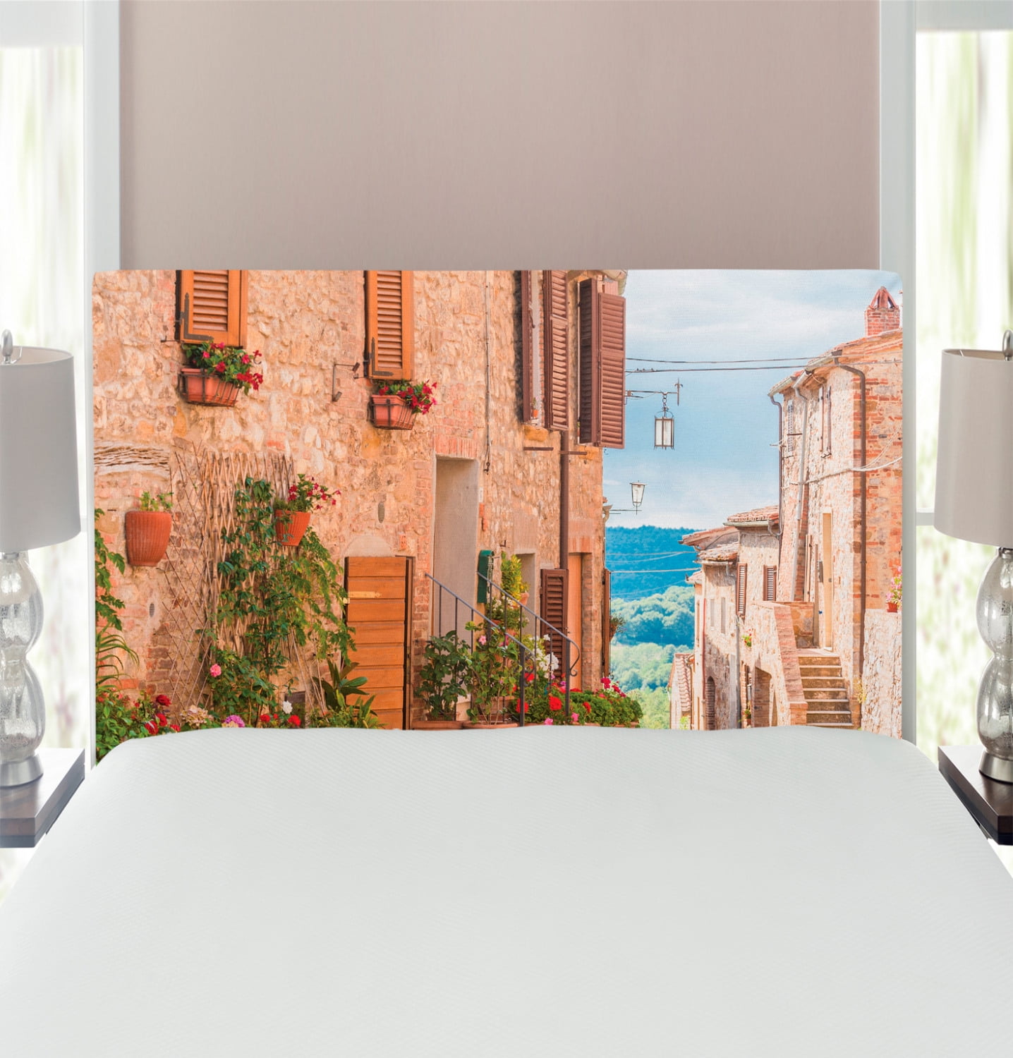 Mediterranean Headboard, Medieval Old Town in Tuscany Mediterranean ...