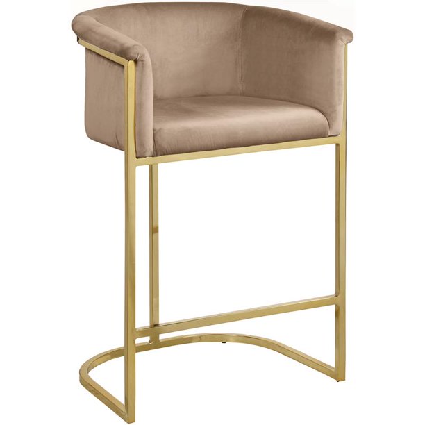 Meridian Furniture Donatella Beige Velvet Stool - Walmart.com