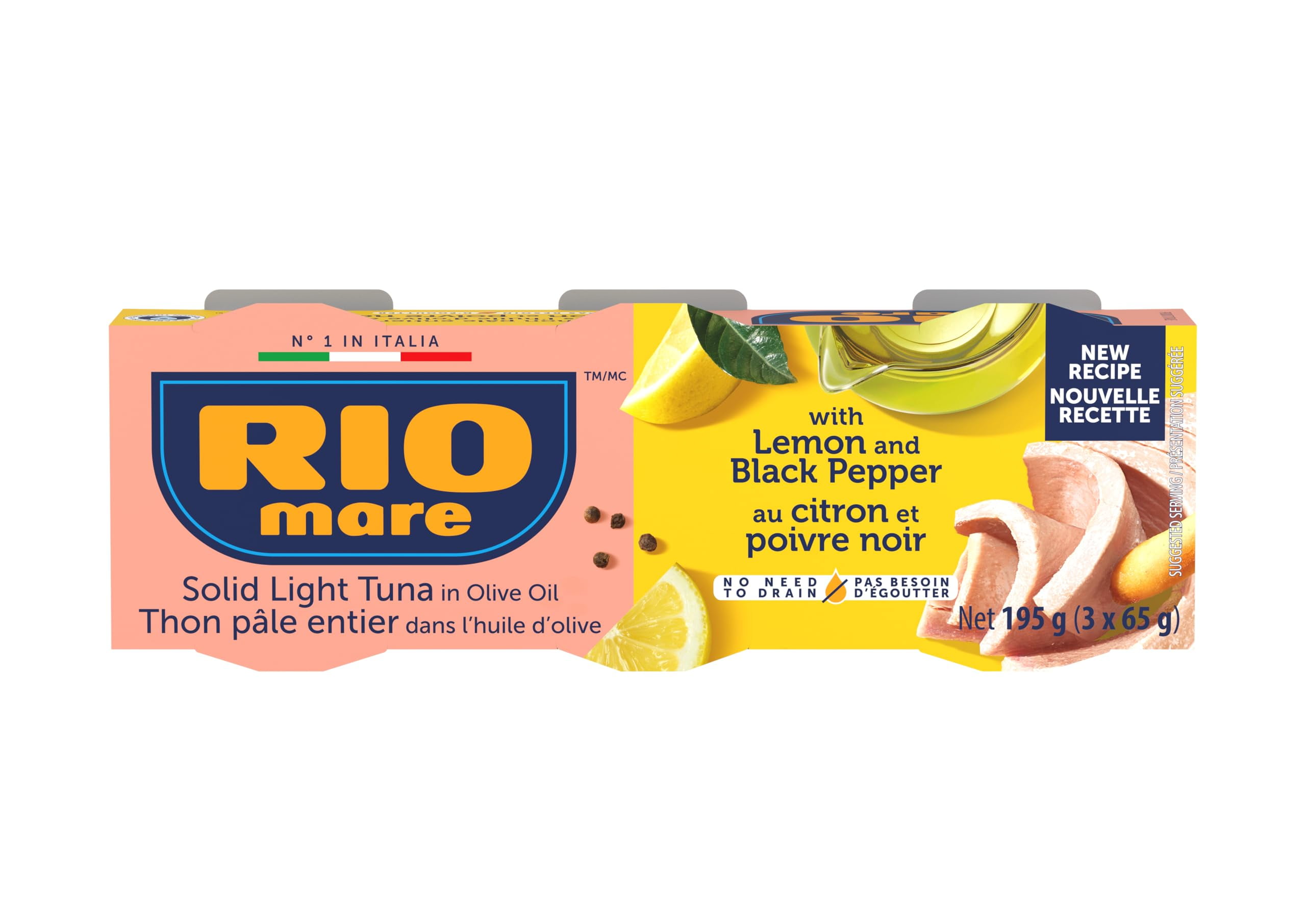 Rio Mare - Solid Light Tuna in Olive Oil with Lemon and Pepper - Canned ...