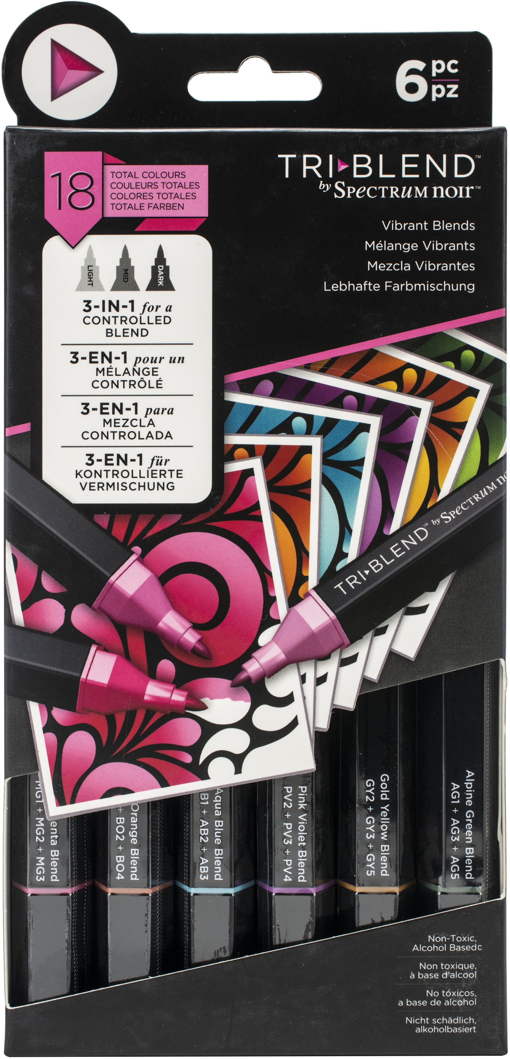 Spectrum Noir Triblend Markers 6/Pkg-Vibrant Blends - Walmart.com ...