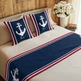 Bed Runner for King Size Bed, Navy Blue Red Stripe 3 Pcs Bedding Runner ...