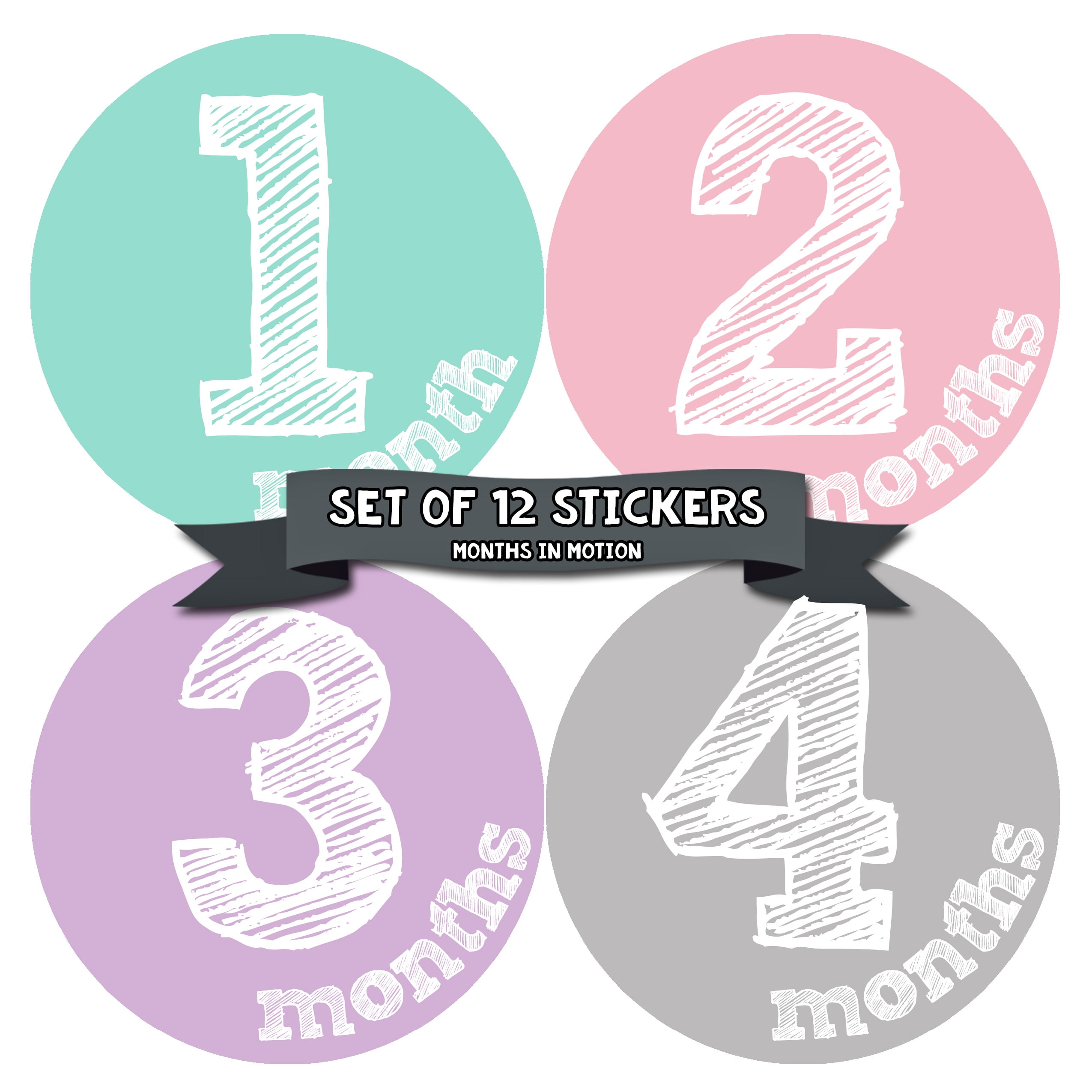 Monthly Baby Stickers by Months In Motion | 12 Month Milestone Sticker ...