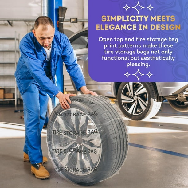 Tire Storage Bags 24 x 12 x 40 Inch. 200 Pack 1.5 Mil PE Tire Storage Bag Up to R19 Tires. Tear Resistant Tire Bags Plastic. Heavy Duty Tire Bag Protection for