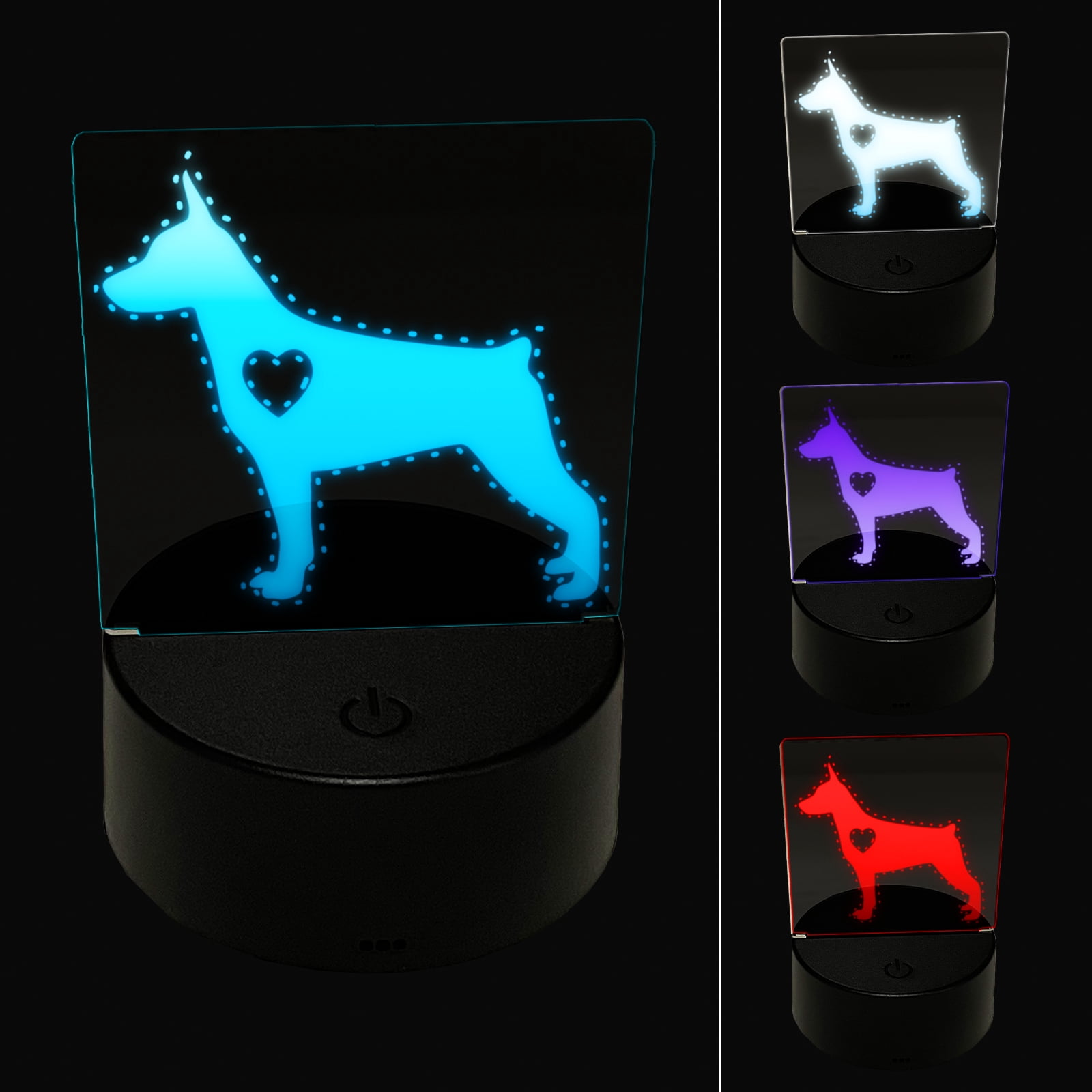 Miniature Pinscher Min Pin Dog with Heart LED Night Light Sign 3D ...