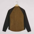 Betivan Men's Suede Shirt Retro Stand Collar Tether Half-Open Long ...