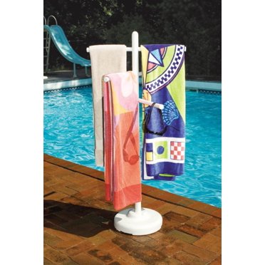 BENTISM Outdoor Towel Rack Pool Towel Rack 5 Bar Trapezoidal White ...