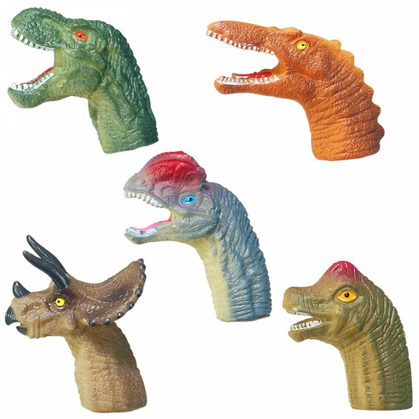 SAYDY 5 PCs Dinosaur Finger Puppets for Kids Rubber, Soft Realistic ...