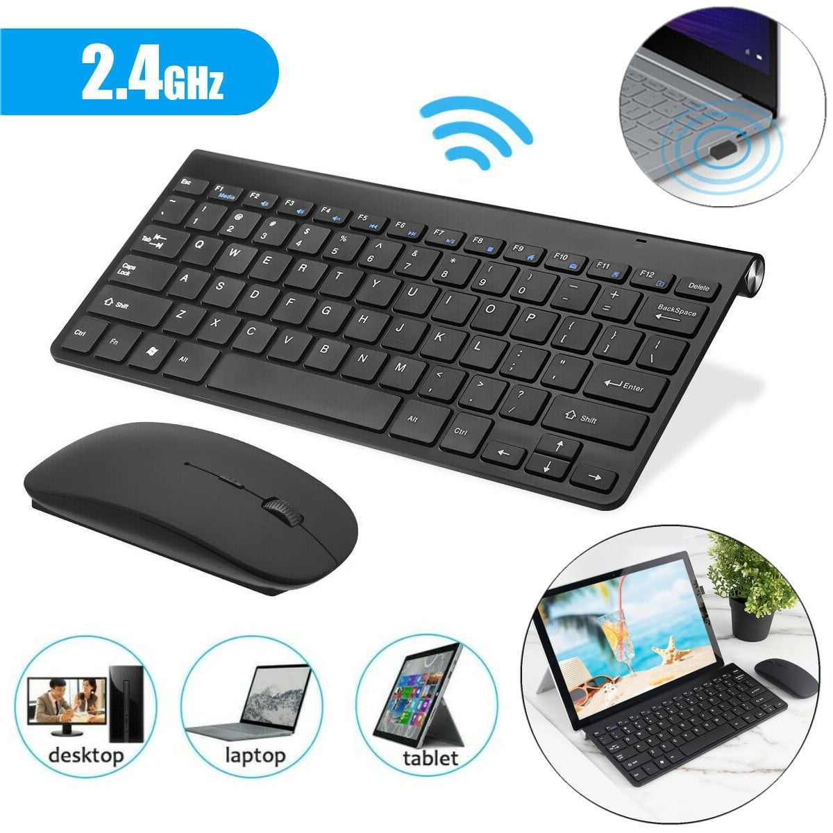 PVUEL 2.4G Wireless Keyboard and Mouse Combo Cordless Set for Windows ...