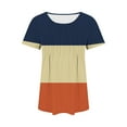 AGWOLF Short Sleeve Shirts for Curvy Women Plus Size Color Block Tunic ...