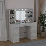 Furmax Makeup Vanity with Mirror and Drawers Vanity Desk Set with 3 ...