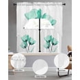 Abstract Tulip Flower Swag and Tier Curtains Set Green Transparent ...