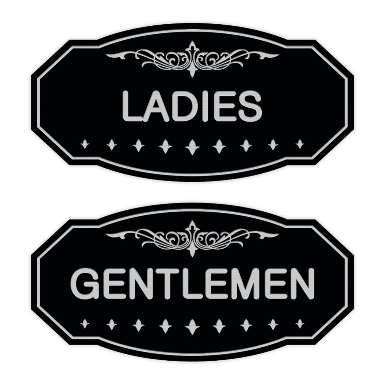 Victorian Ladies And Gents Sign Set (Black / Silver) - Medium 4" X 8 ...