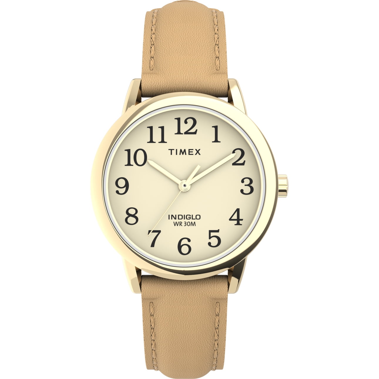 Timex Women's Easy Reader Tan/Gold 30mm Casual Watch, Leather Strap ...