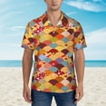Beach Hawaiian Shirt for Men with Pocket Japanese Style Fish Scales ...
