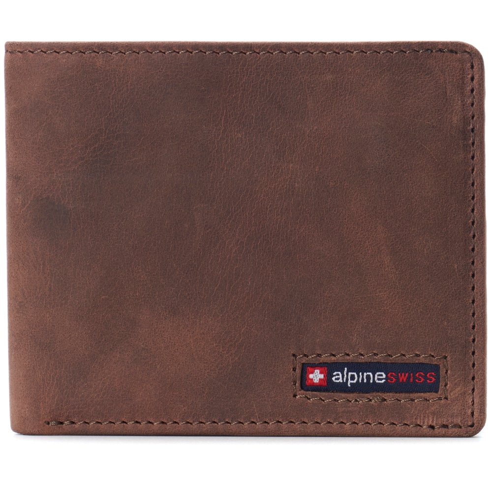 Alpine Swiss - Alpine Swiss Mens Leather RFID Bifold Wallet 2 ID ...