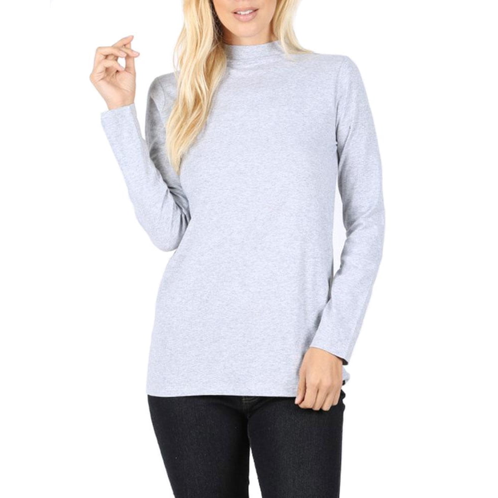 Niobe Clothing Womens Long Sleeve Cotton Mock Neck Turtleneck Top