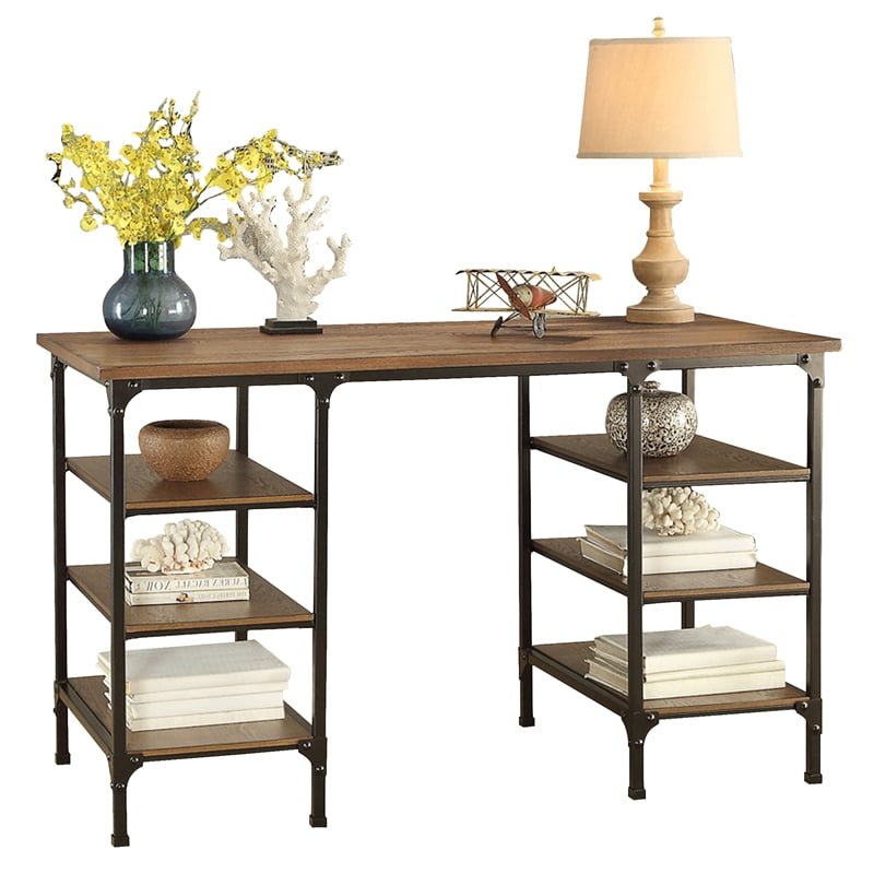 Lexicon Millwood Metal Counter Height Writing Desk in Brown and Black ...