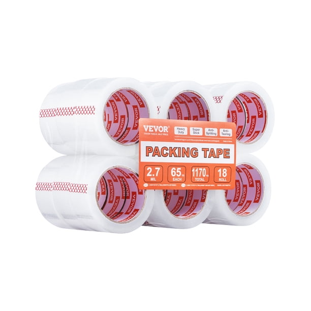 VEVOR Clear Packing Tape 18 Rolls 65 Yards Heavy Duty Clear Packing ...