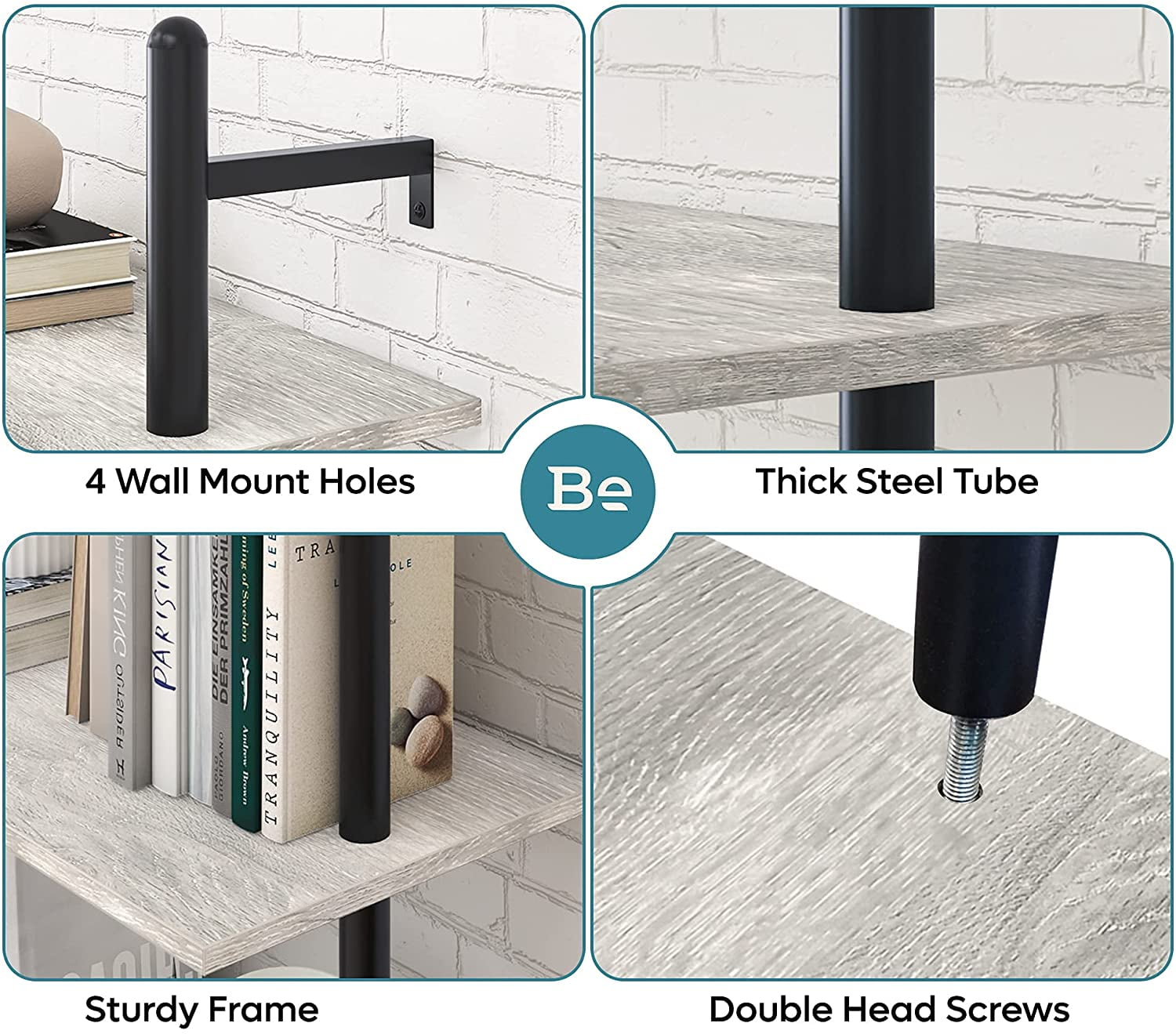 Buy Bestier 5 Tier Ladder Shelf Bookshelf Storage Shelves Unit Grey ...