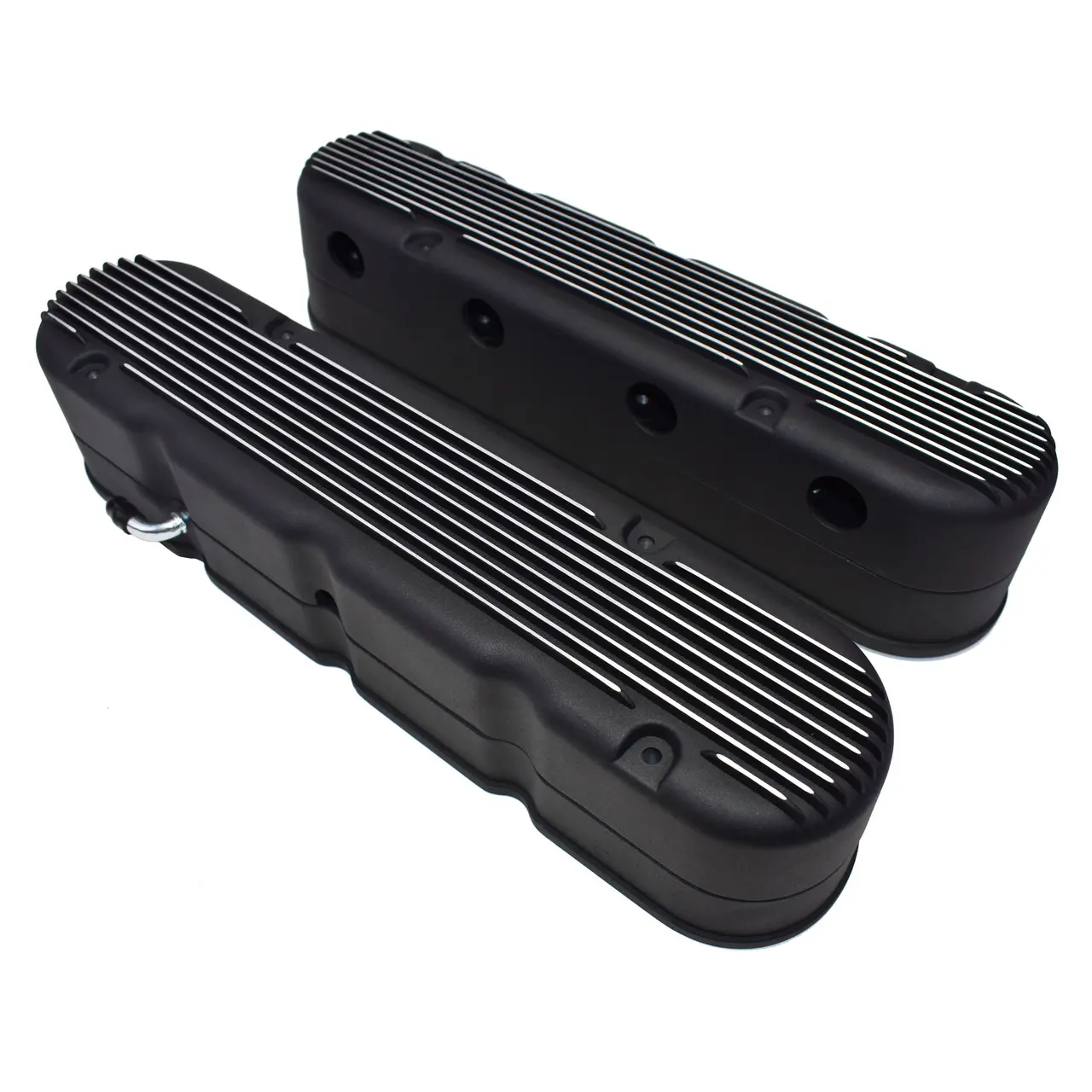 GM LS Chevy SB Finned Cast Aluminum Valve Covers w/ Coil Mounts & Cover ...