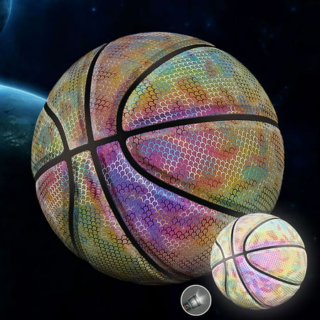Holographic Glowing Basketball Reflective Basketball Night Game Glowing ...