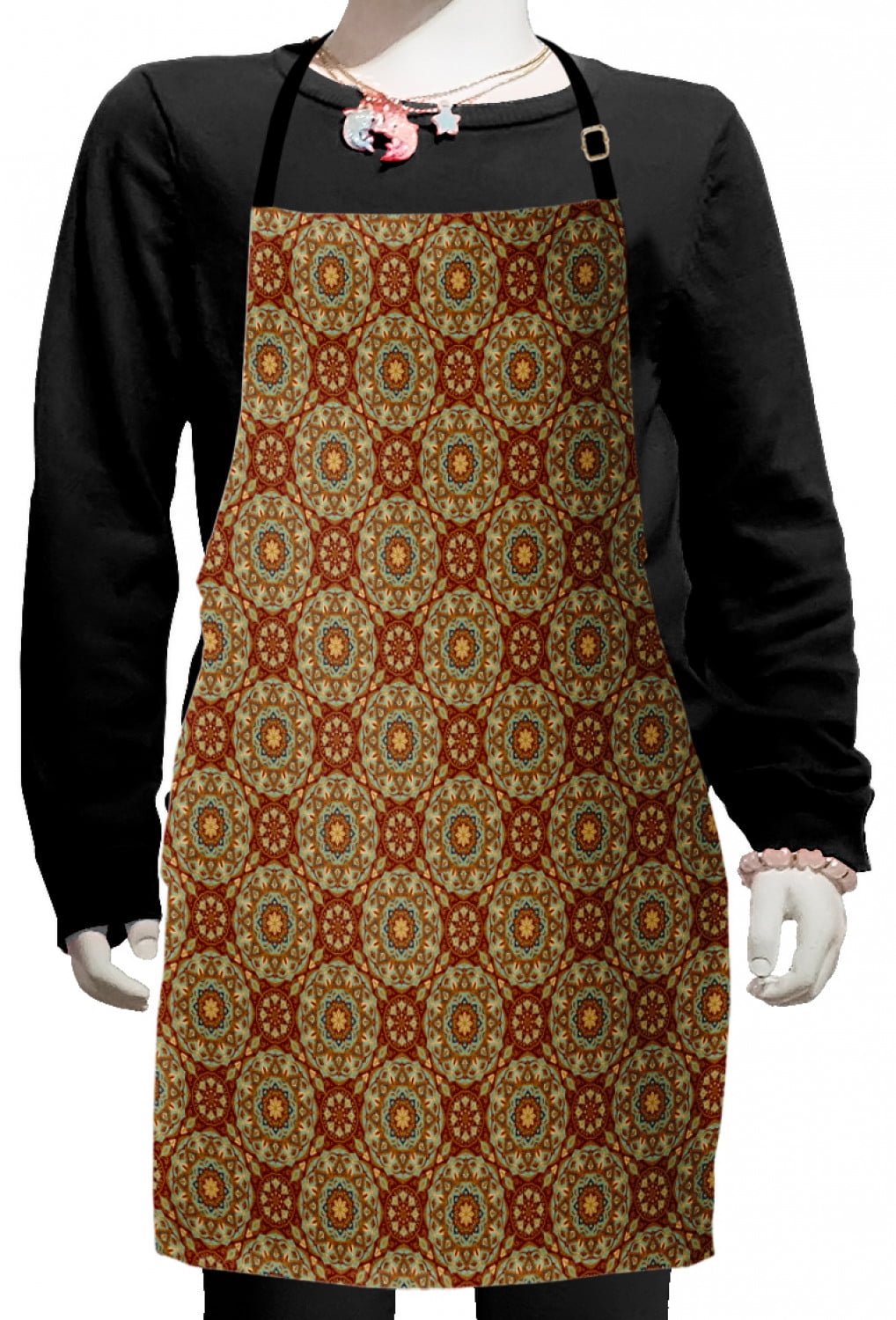 Mandala Kids Apron, Abstract Flora Pattern Medieval Mosaic Tile Design ...