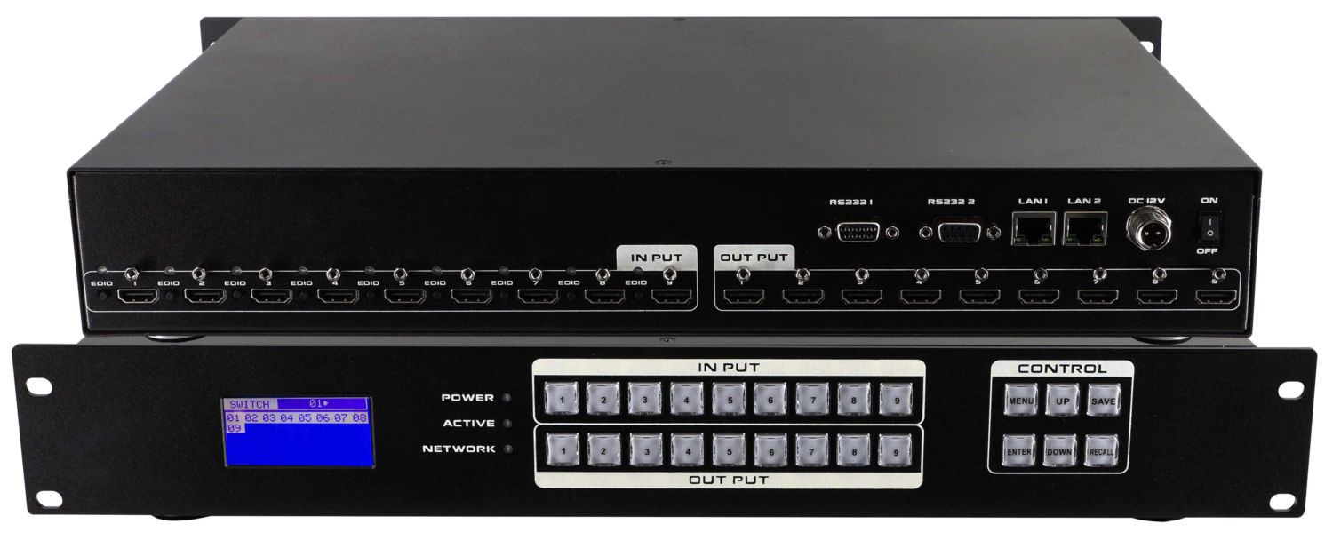 WolfPack 4K/30 9x9 HDMI Matrix Switch w/iPad & Android App w/5-Yr ...