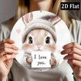2D Flat, Easter Bunny Wall Hanging Decor 8x8 Inch Round Aluminum Sign ...