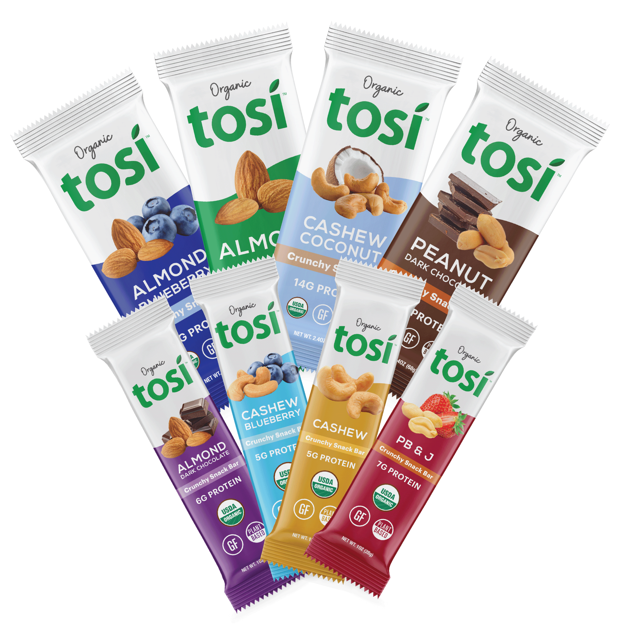 TOSI SuperBites, Gluten-Free Snack Bars, 8 Flavor Sampler, Vegan ...