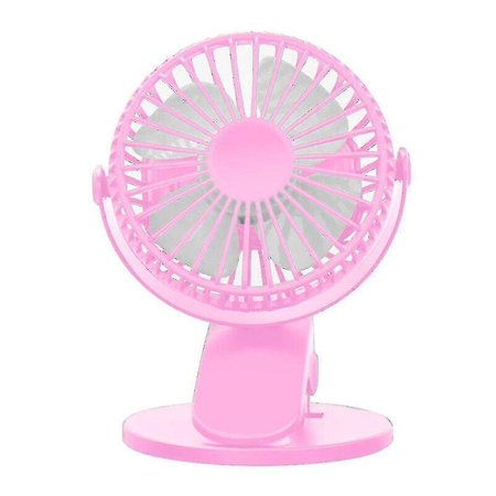 (Pink) USB Rechargeable Clip Table Fan Mini Portable Rotating Air ...