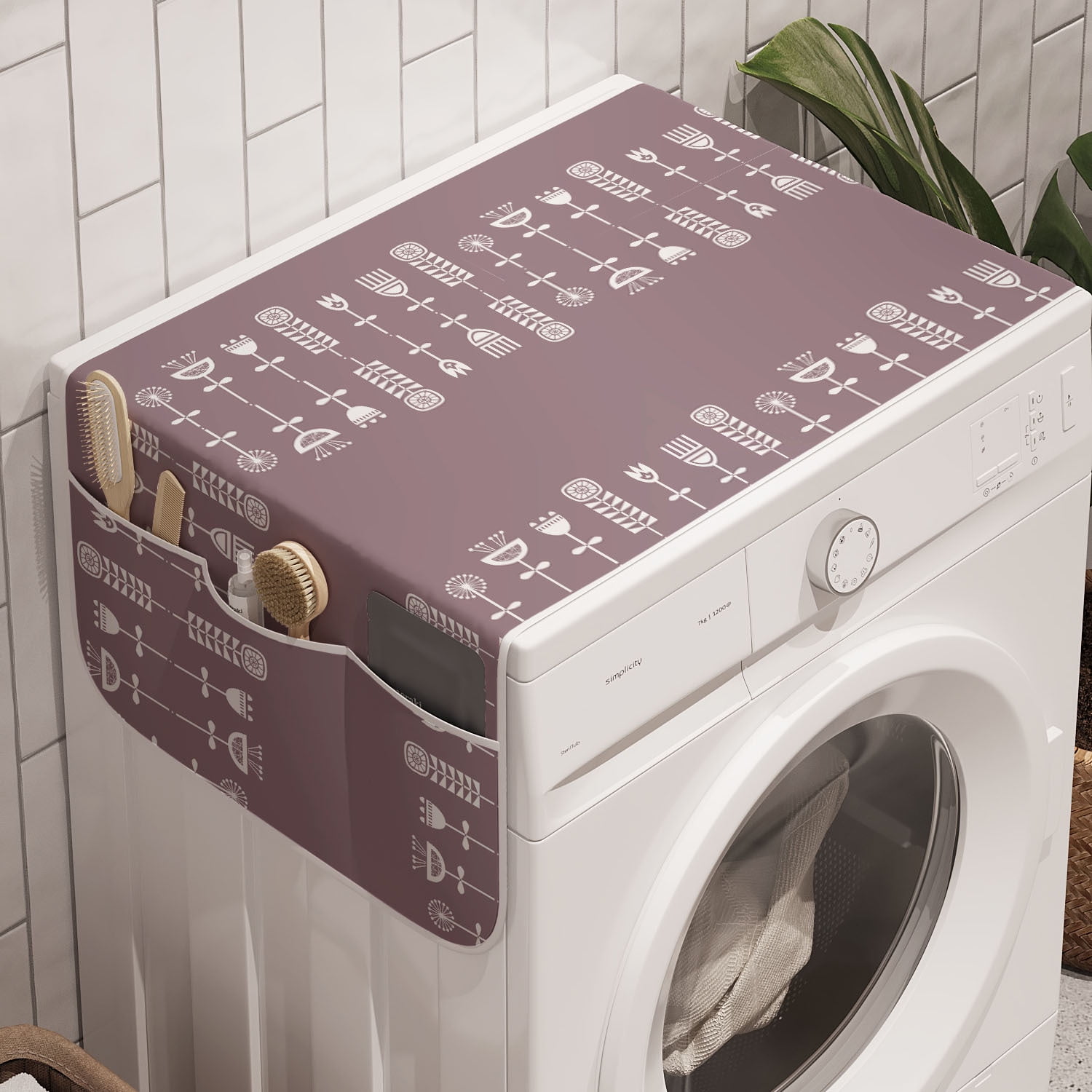 Botany Washing Machine Organizer, Folk Art Style Dandelion Tulip ...