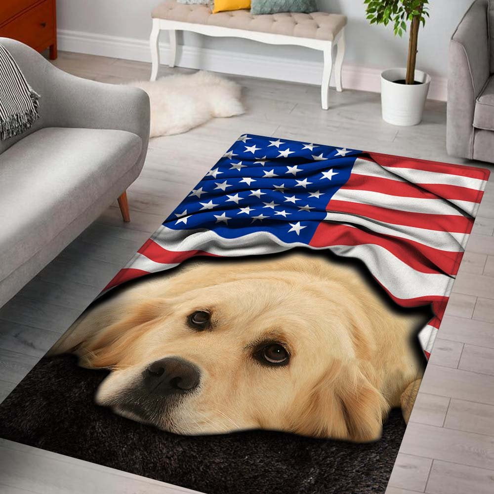 Rectangle Area Rug For Living Room, Bedroom, Golden Retriever American ...