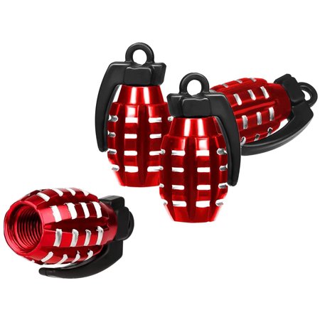 4 Packs Valve Stem Caps, Grenade Style Aluminum Heavy Duty Valve Stem ...