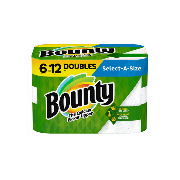 Bounty Select-a-Size Paper Towels, 6 Double Rolls, White - Walmart.com