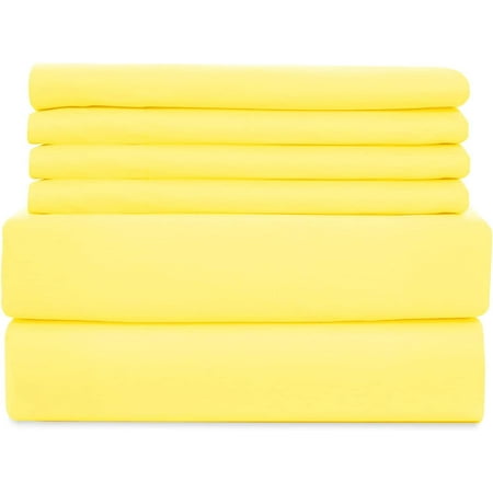 Sheet Set Yellow Solid 100 Percent Pure Cotton Super Soft 4-Piece Sheet ...