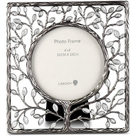 Antique Silver Family Tree with 7 Hanging Picture Frames Metal Table ...