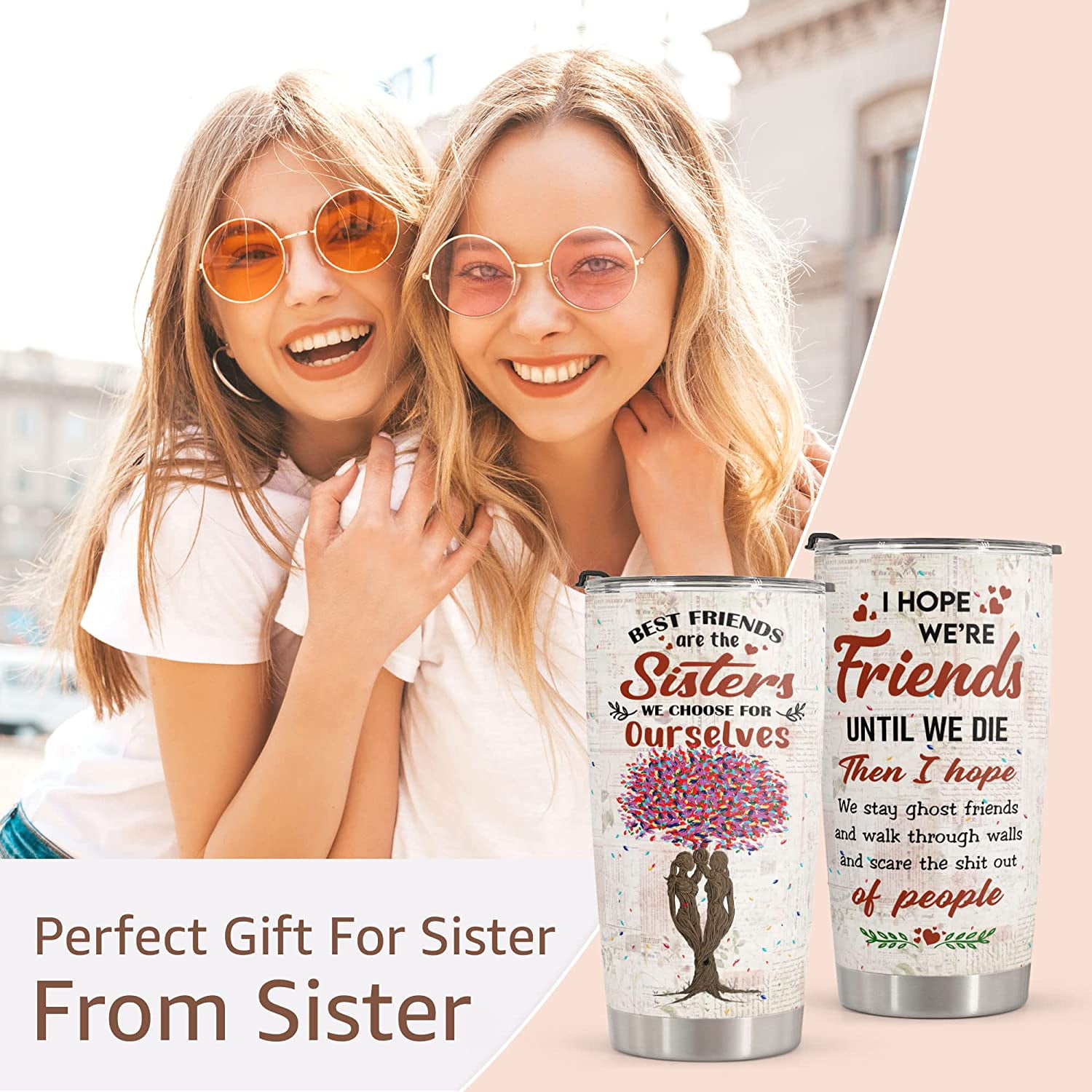 Gifts For Best Friend Women Stainless Steel Tumbler 20oz Mothers Day Gift For Bestie Soul Sister BFF Coworker Birthday Gift Idea For Best Friend Friendship Gifts For Women Walmart