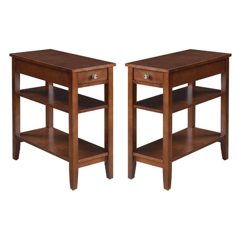 Home Square Three-Tier End Table in Mahogany Wood - Set of 2 - Walmart.com