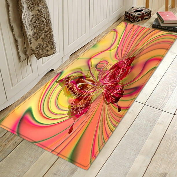 CHGBMOK Clearance Butterfly Pattern Soft Runner Rug Non Slip Absorbent ...