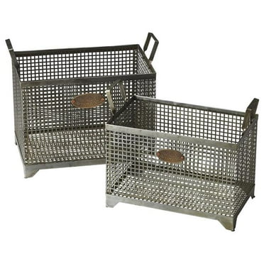 Set of 2 Stackable Metal Storage Baskets - Walmart.com