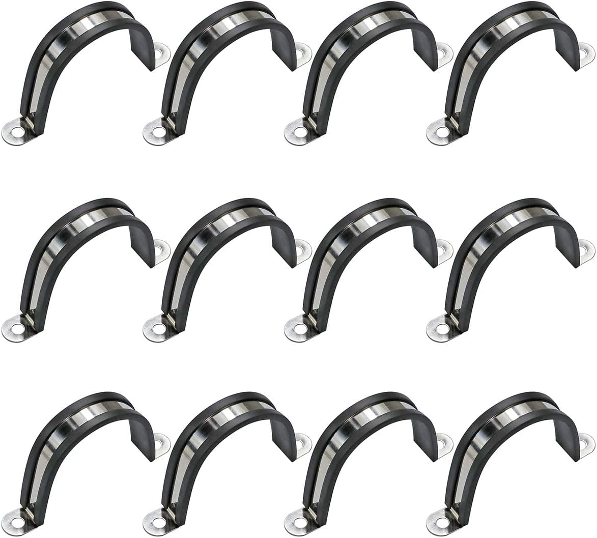 12 Pcs 80mm Rubber Pipe Strap 304 stainless steel Rubber Cushioned ...