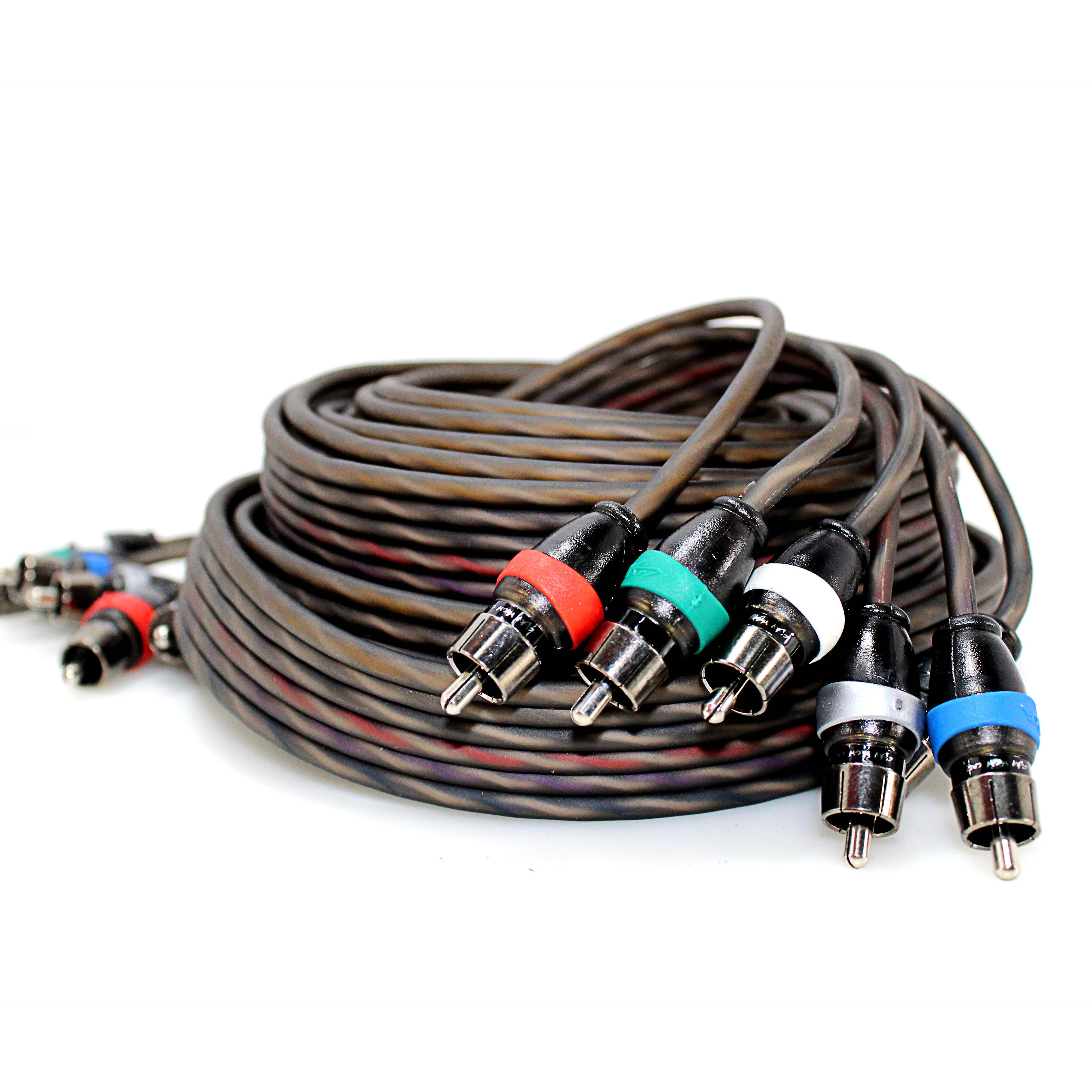 Sky High Car Audio Twisted 6-Channel Metal RCA Cable Wire 20 Feet ...