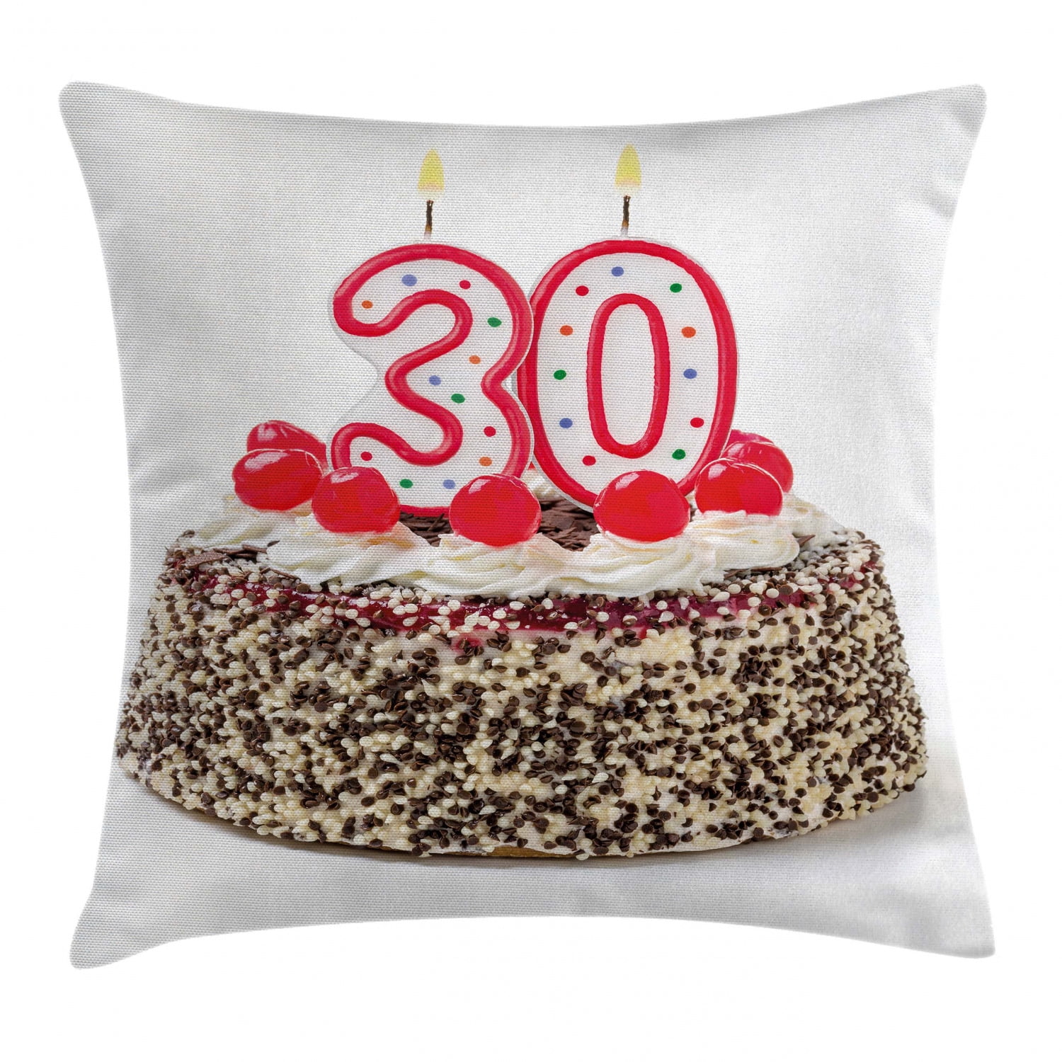 30th Birthday Decorations Throw Pillow Cushion Cover, Birthday Cake ...