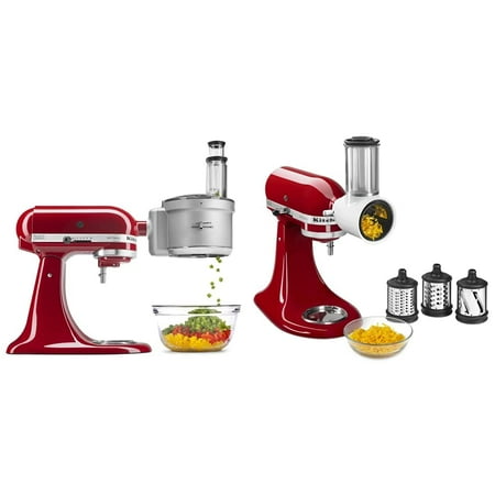 KitchenAid KSM2FPA Food Processor Attachment with Commercial Style Dicing Kit, Silver & Fresh ...