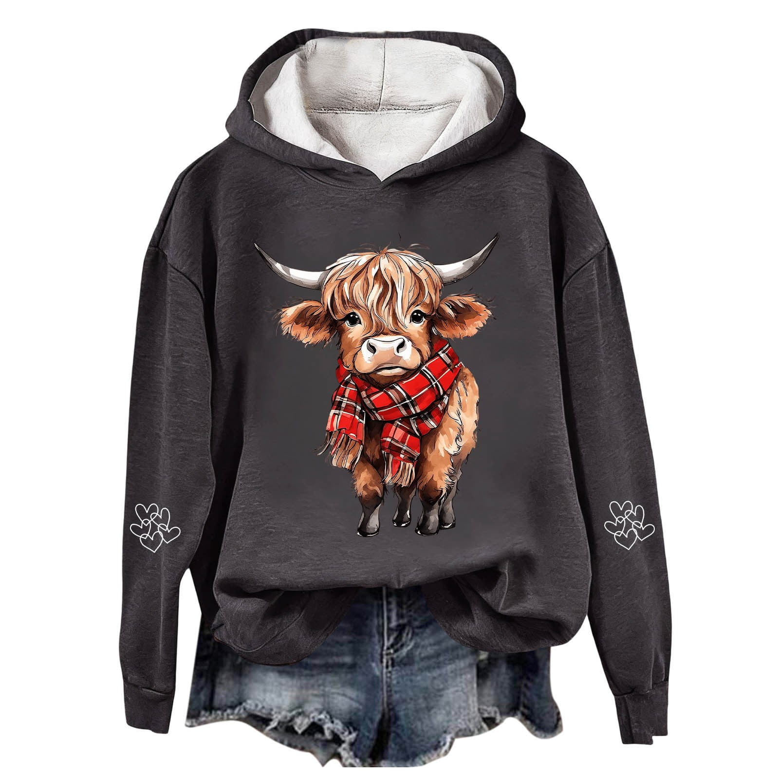 Click here for Chaochao Festive Western Cow Print Hooded Pullover... prices